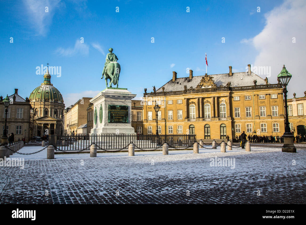 Amalienborg, Palace, royal palace. In winter. Copenhagen, Denmark ...