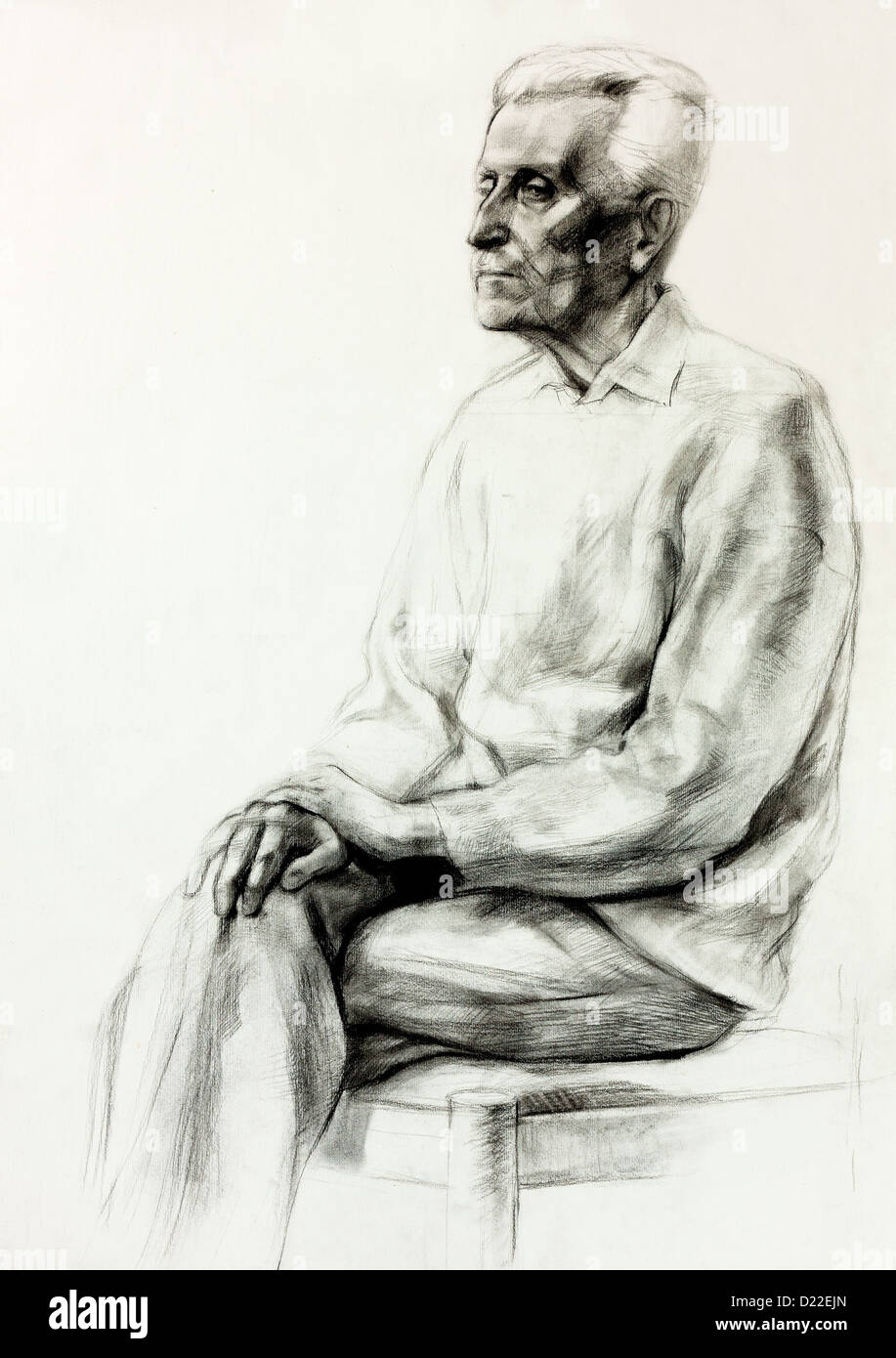 Original pencil or drawing charcoal, and hand drawn painting or working ...