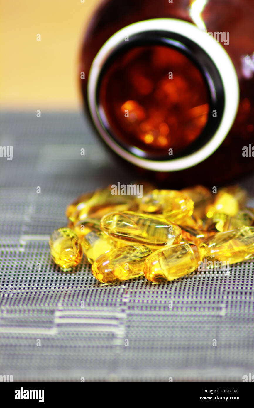 A Cod liver oil capsules omega 3 Stock Photo - Alamy