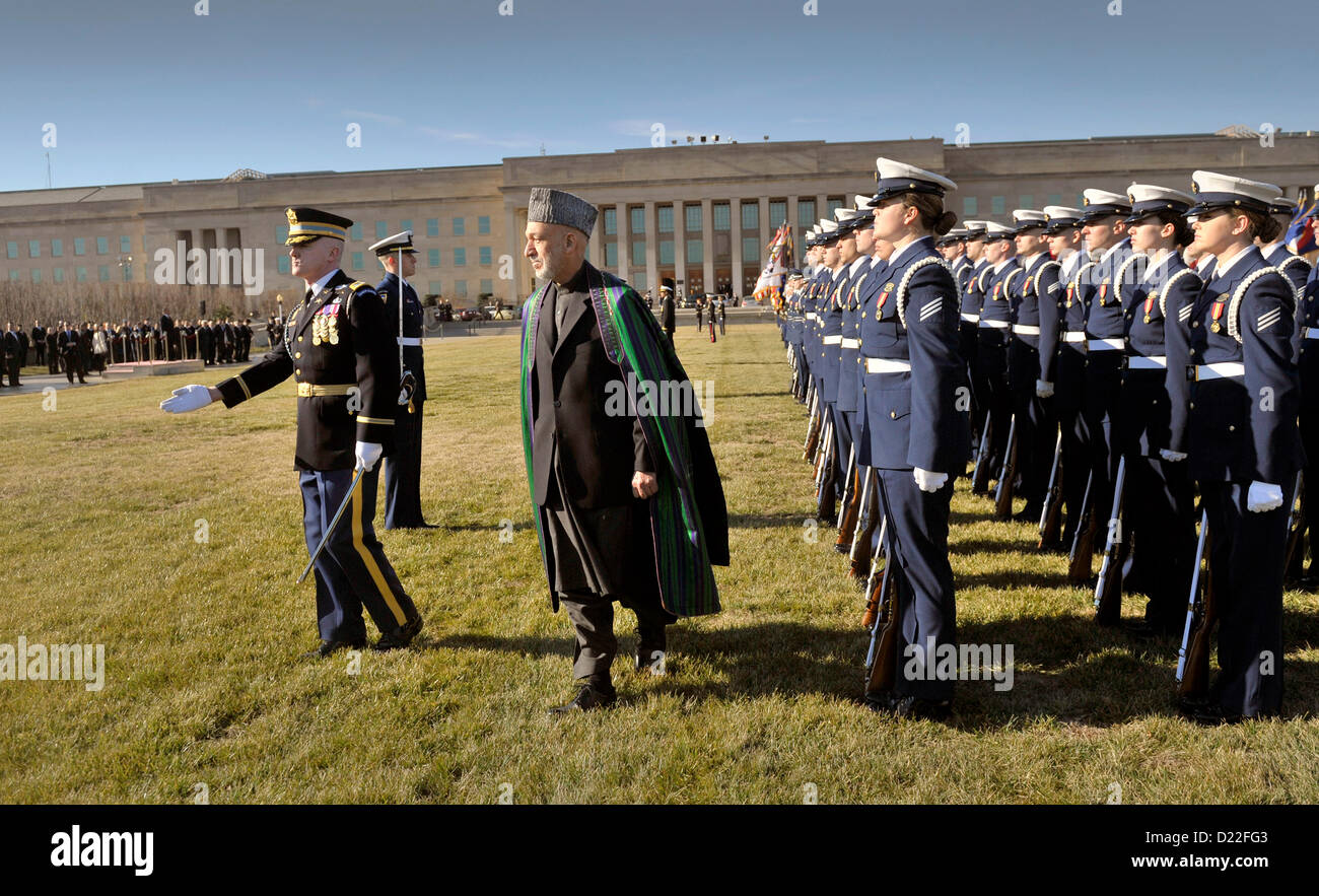 Afghan President Hamid Karzai during the formal arrival ceremony at the ...