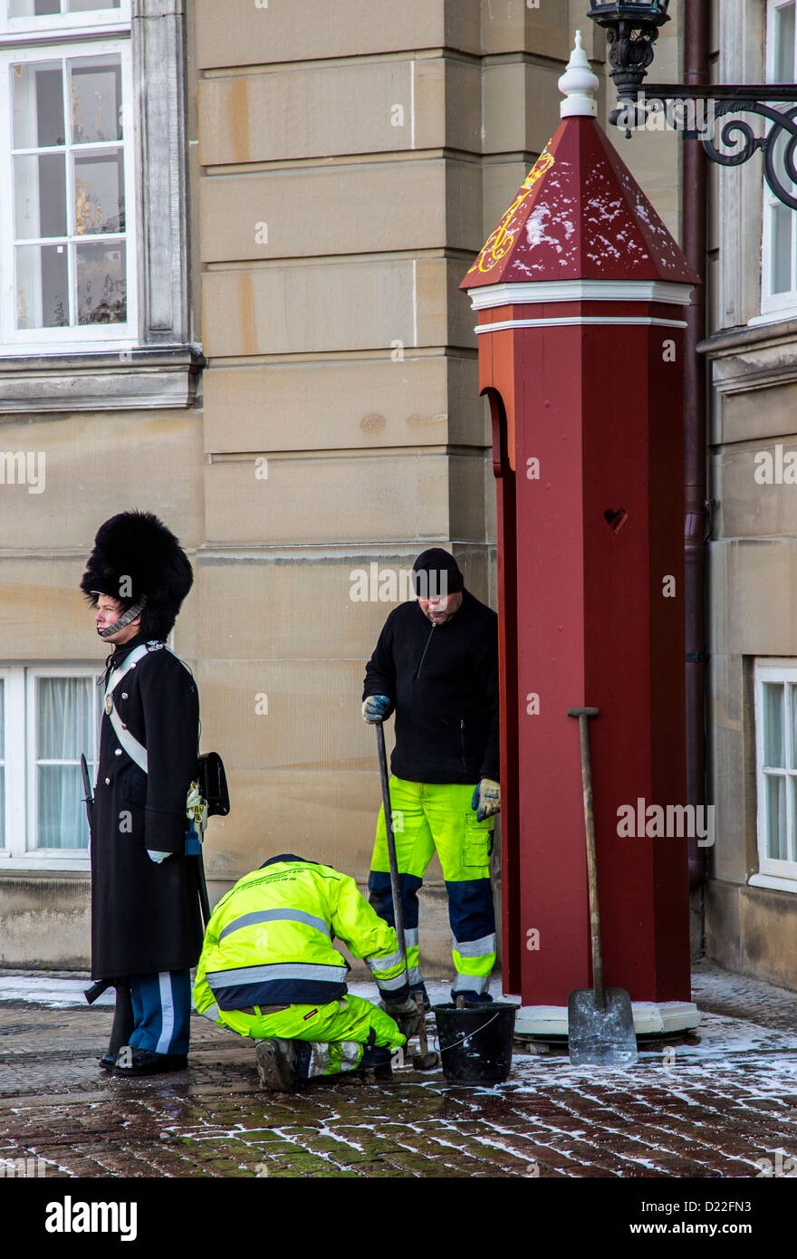Danish Royal guard, royal palace in Copenhagen. Changing the guard ...