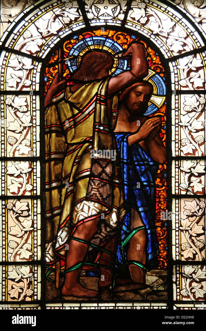 Baptism of the Lord, stained glass, Saint Vincent de Paul church, Paris ...