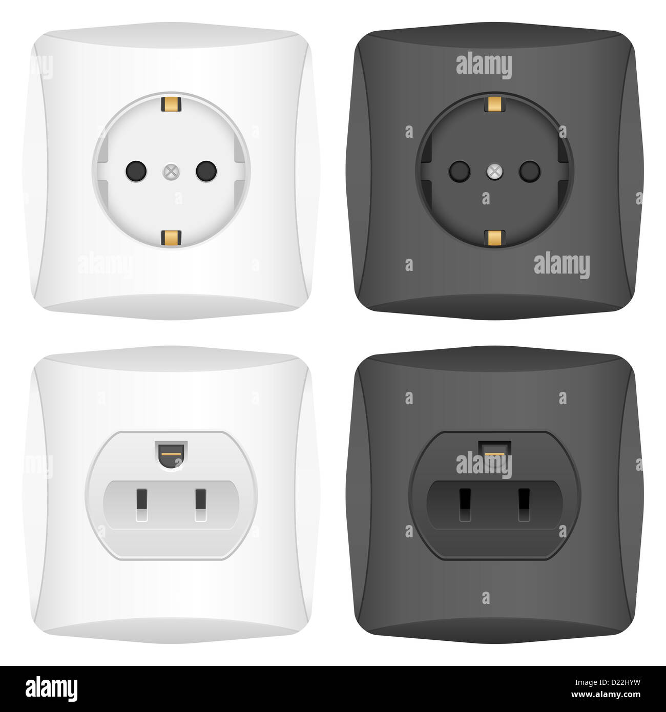 Electric socket set on a white background. Vector illustration Stock ...