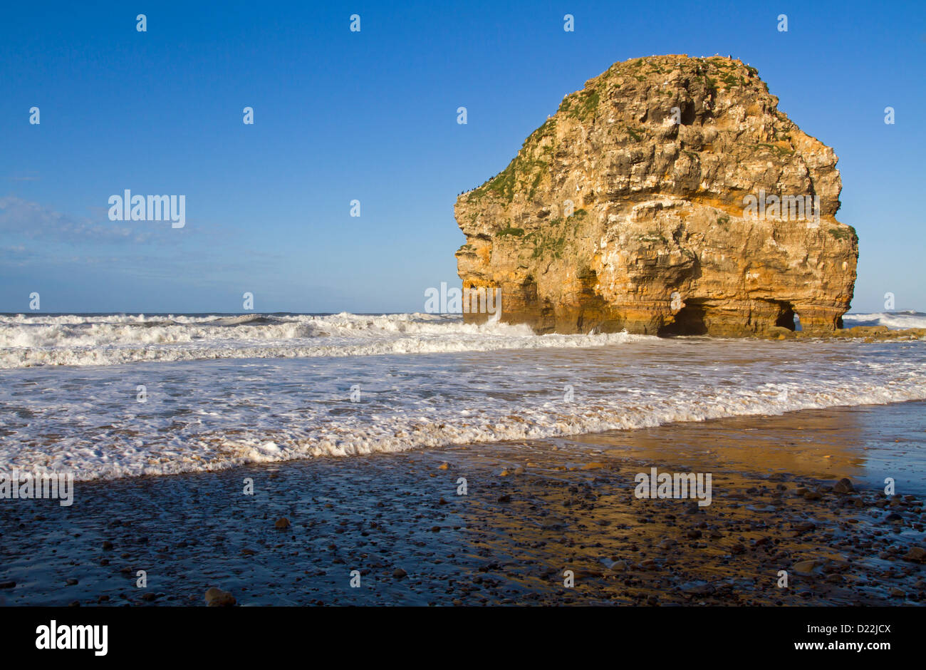 Marsden Rock, a rock formation in the North Sea at Marsden Bay, South ...
