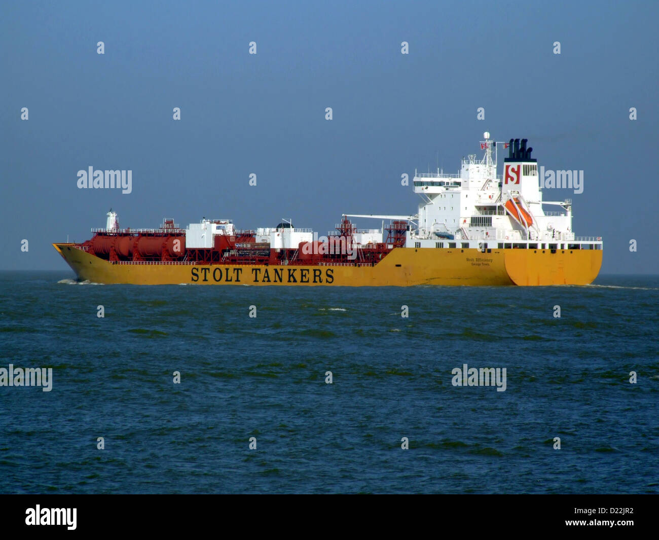 The Stolt Efficiency is a chemical tanker leaving the Port of Rotterdam in Holland. It is ...