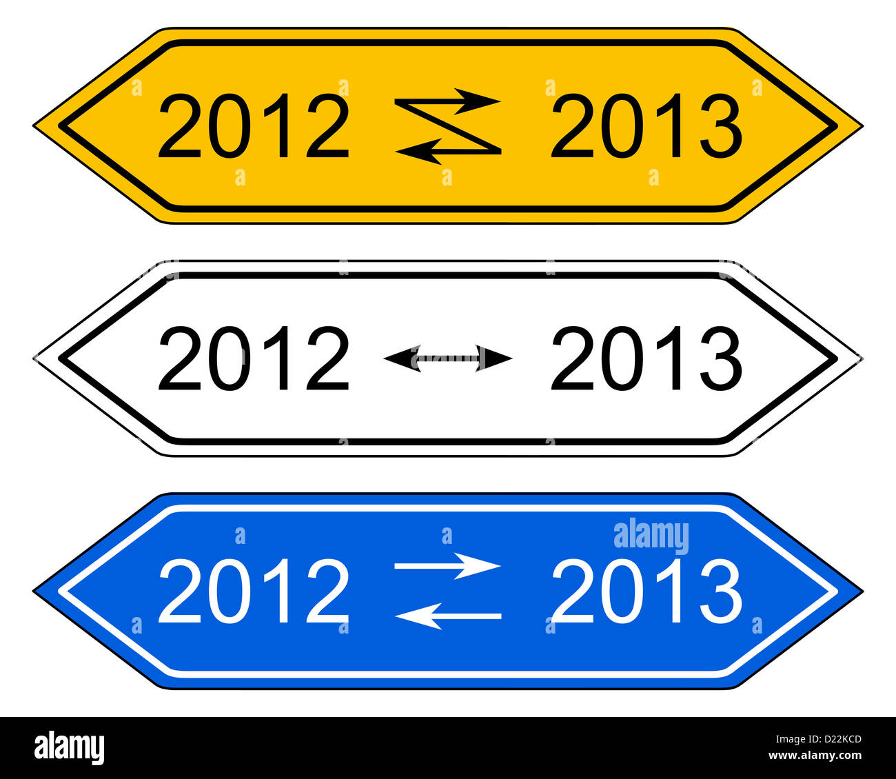 Direction sign turn of the year Stock Photo - Alamy