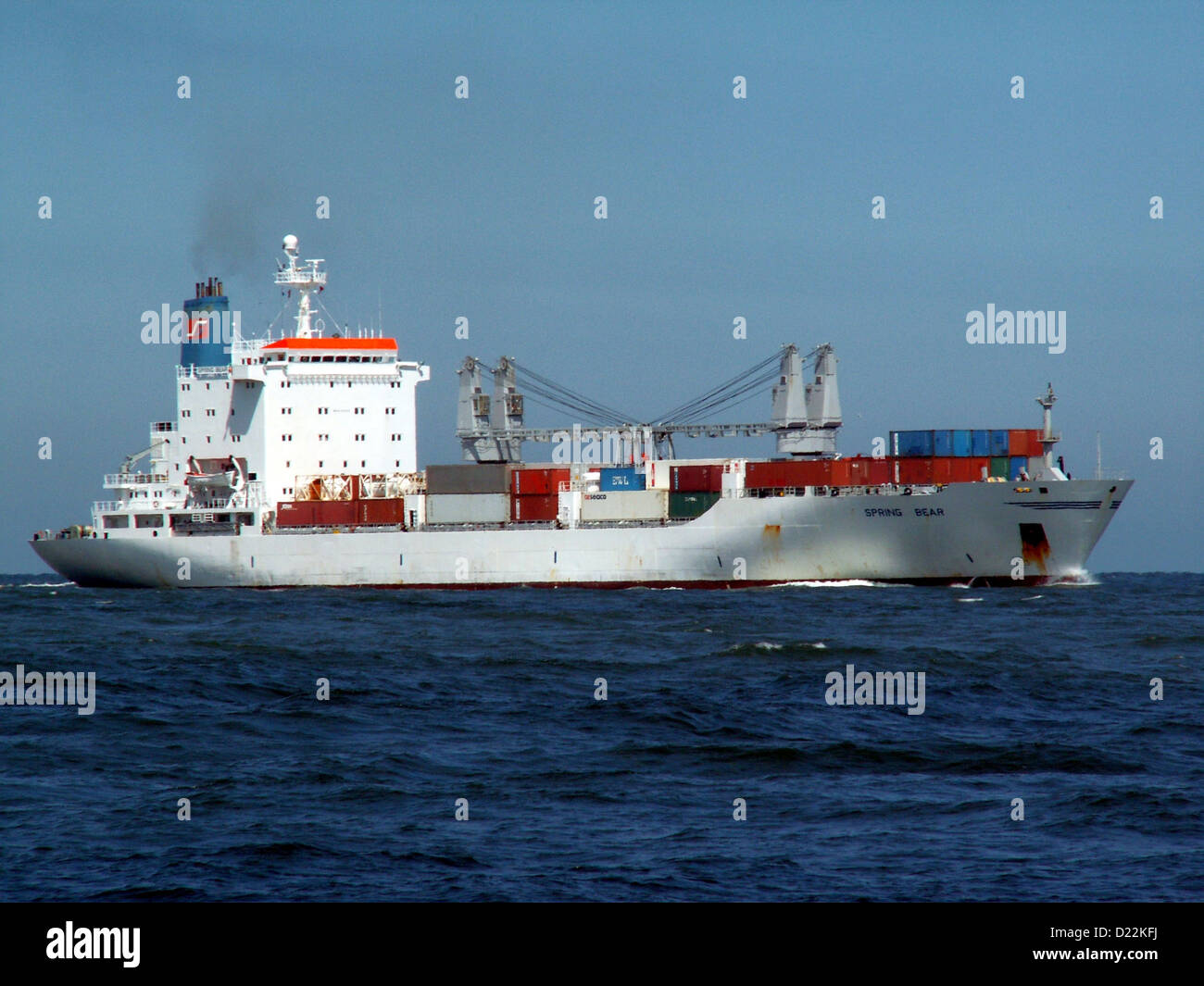The Spring Bear is a cargo ship approaching the Port of Rotterdam, one ...