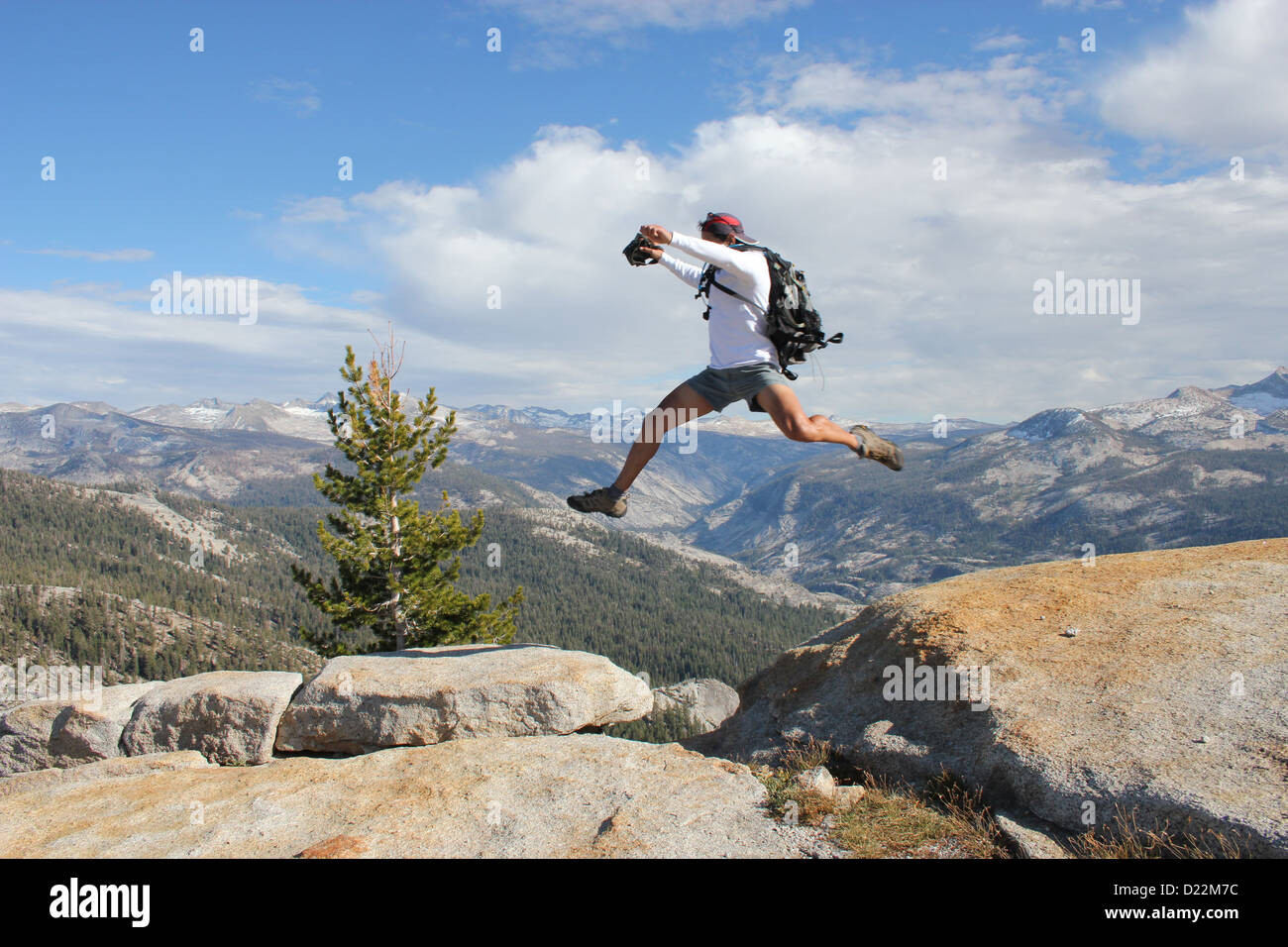 Man Leaping in Yosemite Stock Photo - Alamy