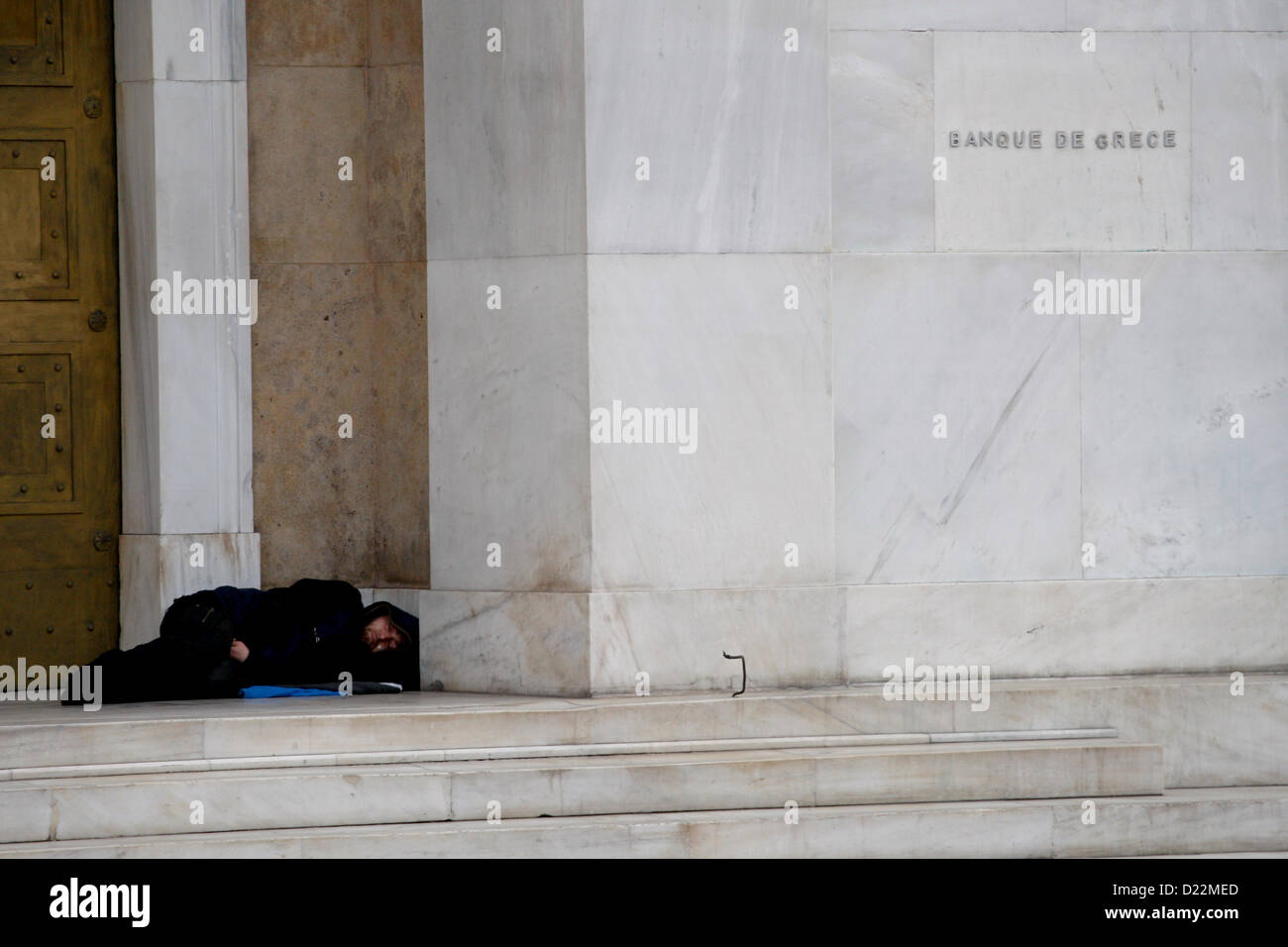 Athens, Greece. 12th January 2013. Homeless are sleeping at the ...