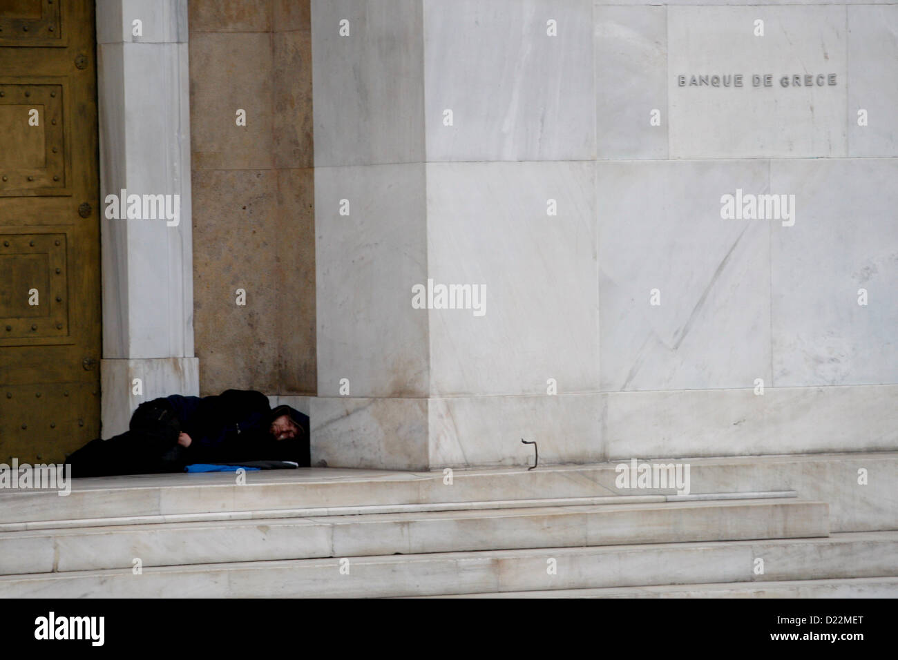Athens, Greece. 12th January 2013. Homeless are sleeping at the ...