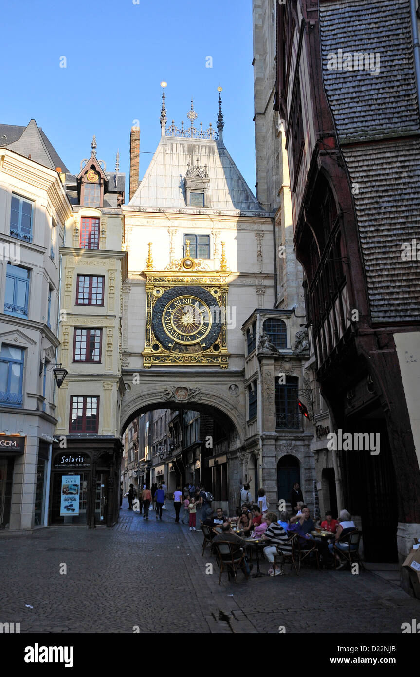 The Great Clock (French: Le Gros Horloge) of Rouen, Normandy, France ...