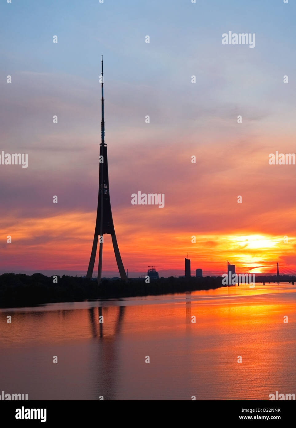 Television tower at sunset in summer time Stock Photo - Alamy