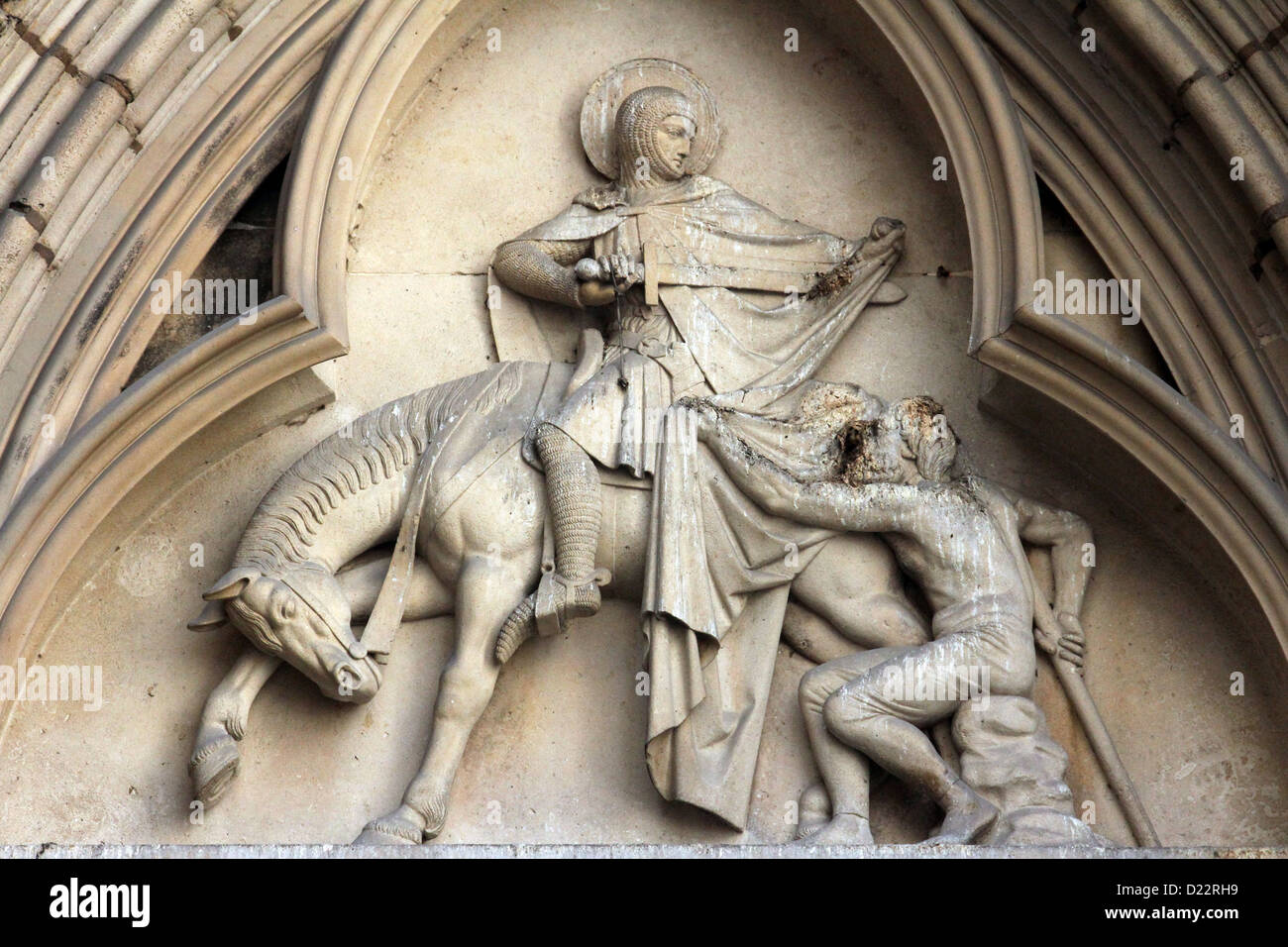 Saint Martin of Tours, bas-relief, church of St. Severin in Paris Stock ...
