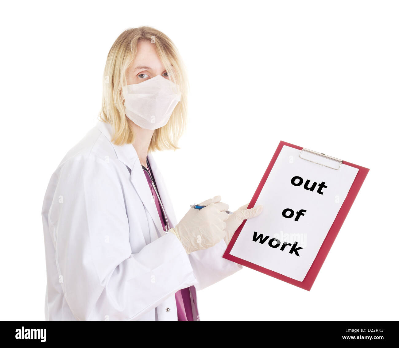 Medical doctor with clipboard: out of work Stock Photo - Alamy