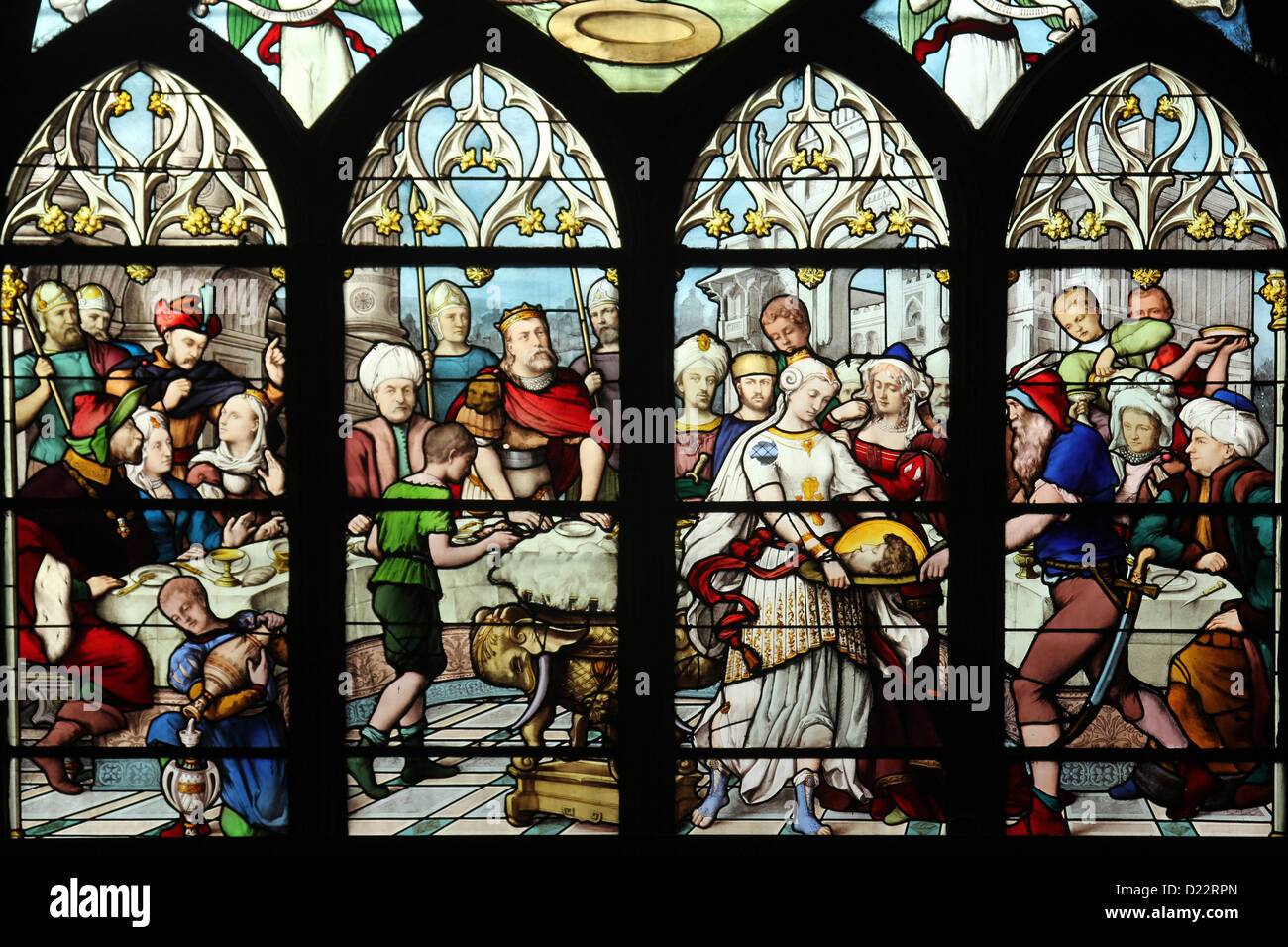 Herod Antipas with the head of John the Baptist in Salome, stained ...