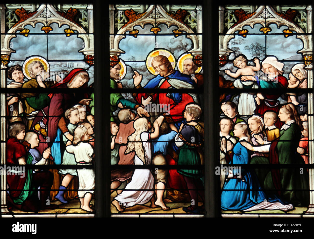 Jesus children stained glass hi-res stock photography and images - Alamy