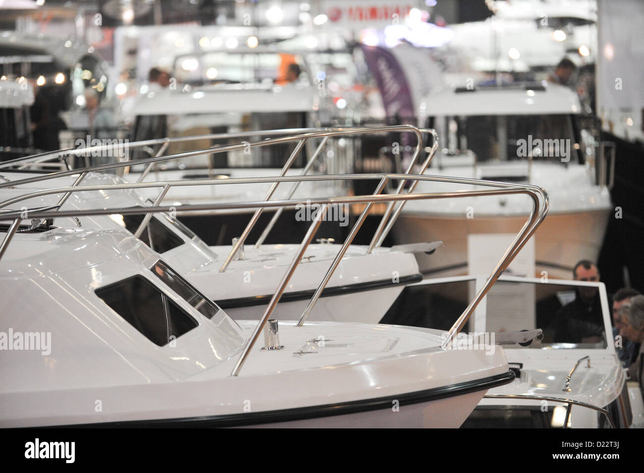 Excel, London, UK. 12th January 2013. A row of yachts at the Excel ...