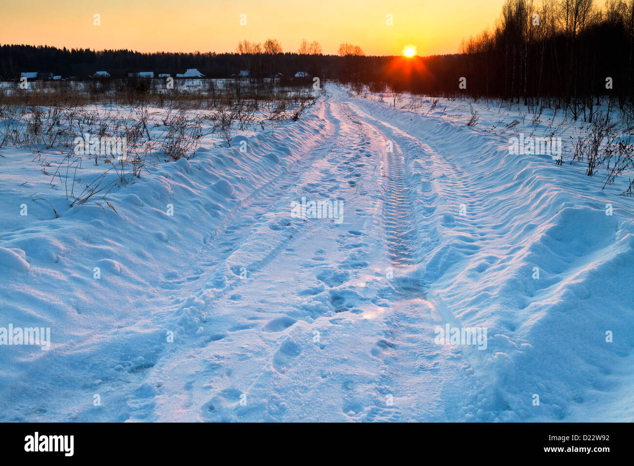 Country road snow under hi-res stock photography and images - Alamy