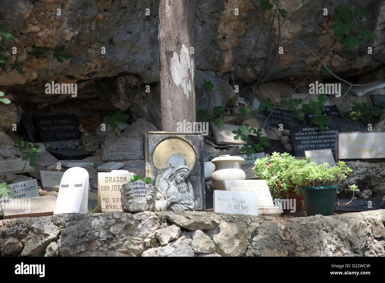 Votive tablets at the Shrine of Our Lady of Lourdes in Vepric, Croatia ...