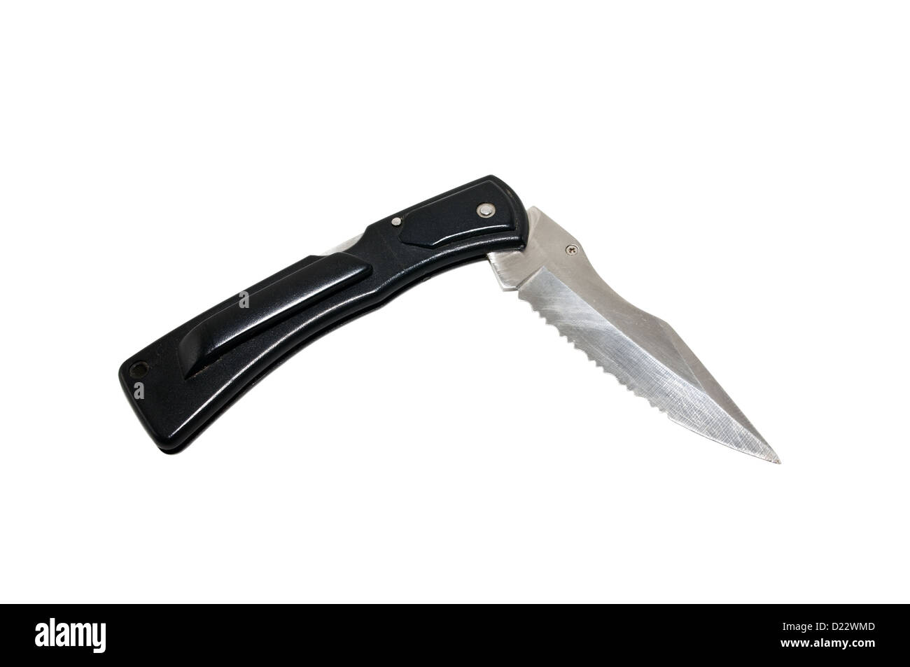 black folding knife isolated on white background Stock Photo - Alamy