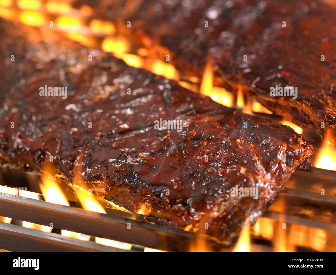 Barbecue grilled ribs on grill Stock Photo - Alamy