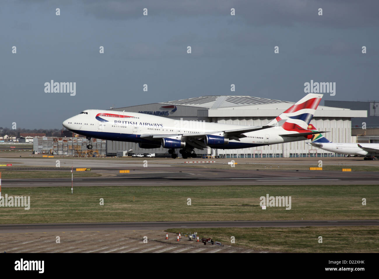 British Airways Boeing 747 Landing at London Heathrow Airport Stock ...