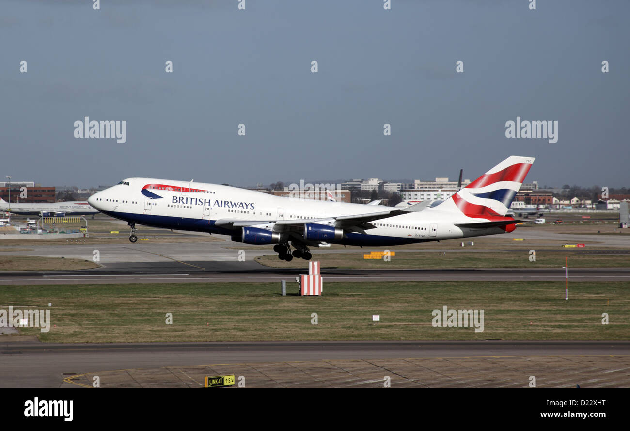 British Airways Boeing 747 Landing at London Heathrow Airport Stock ...