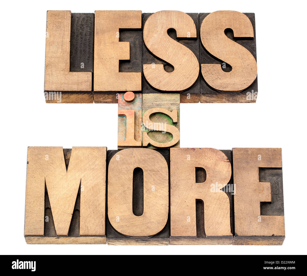 less is more - efficiency concept - isolated text in vintage ...