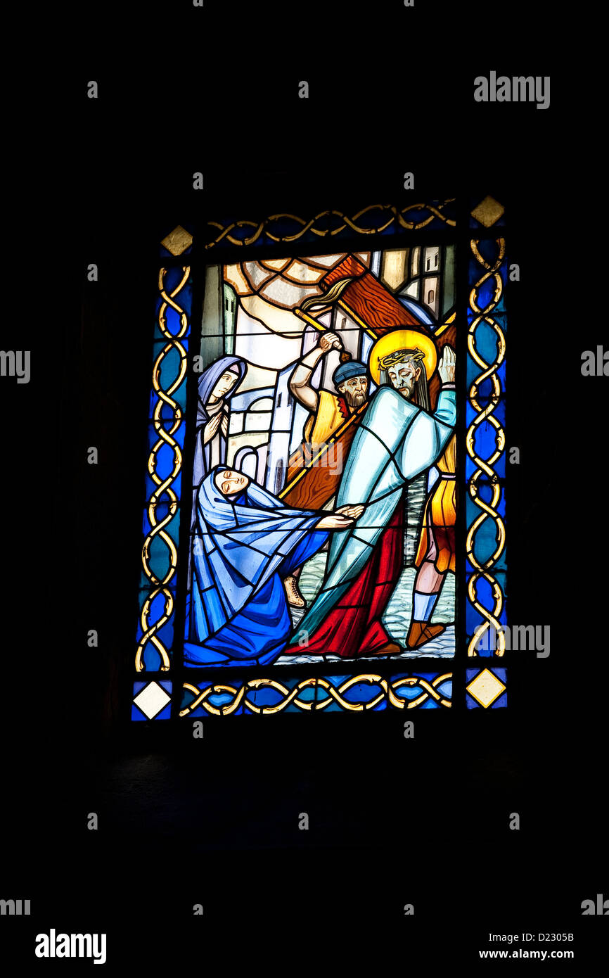 Stained glass virgin mary san hi-res stock photography and images - Alamy