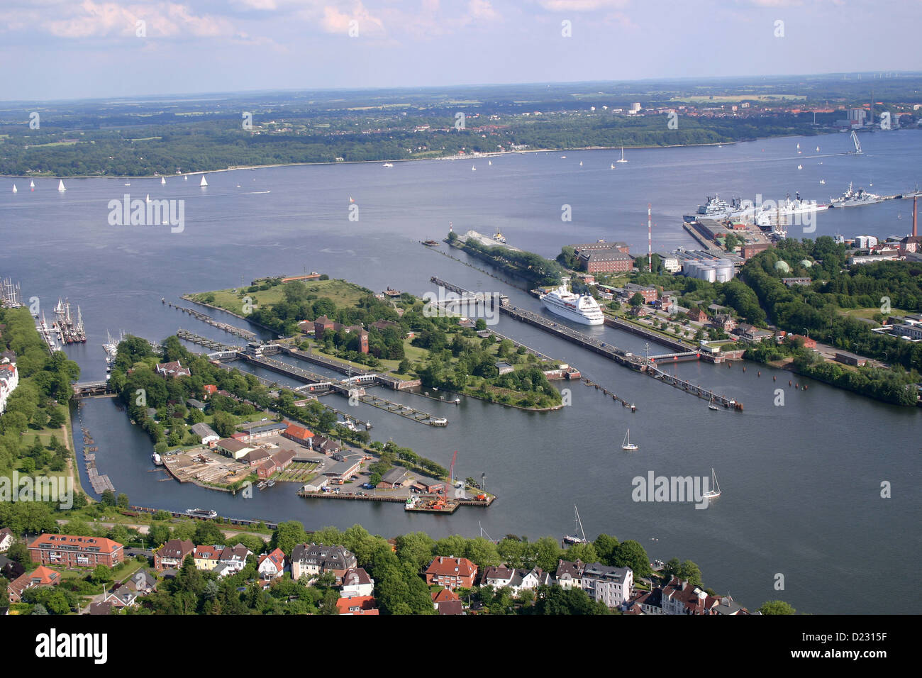 Kiel, Germany, aerial view of the lock system of the Kiel Canal in Kiel Stock Photo - Alamy