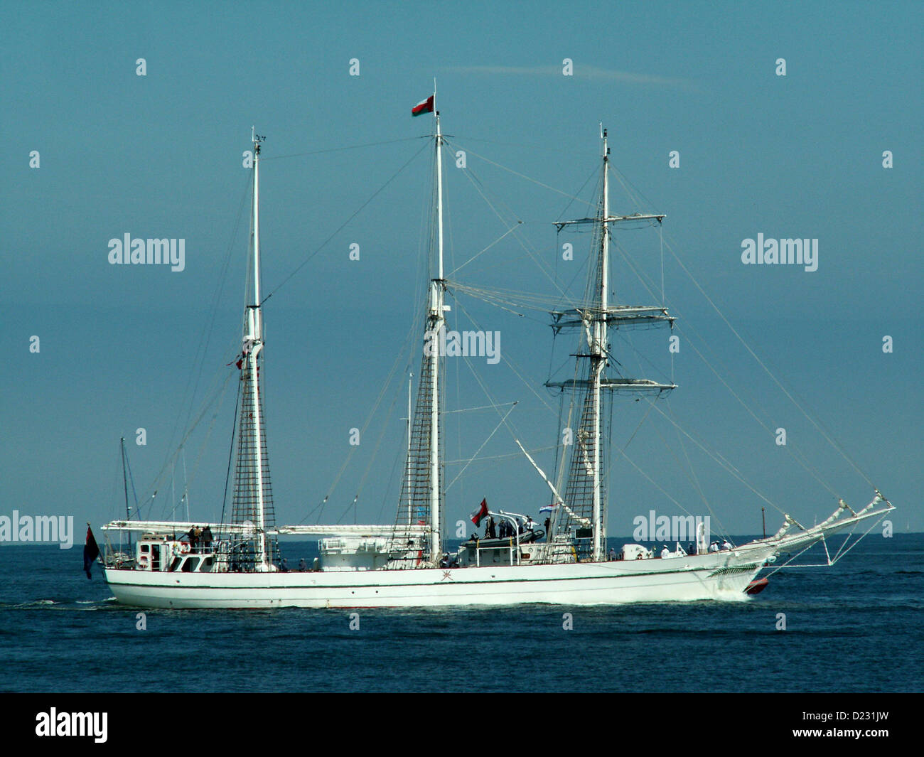The 2005 Sail event features a classic clipper ship anchored, with its ...