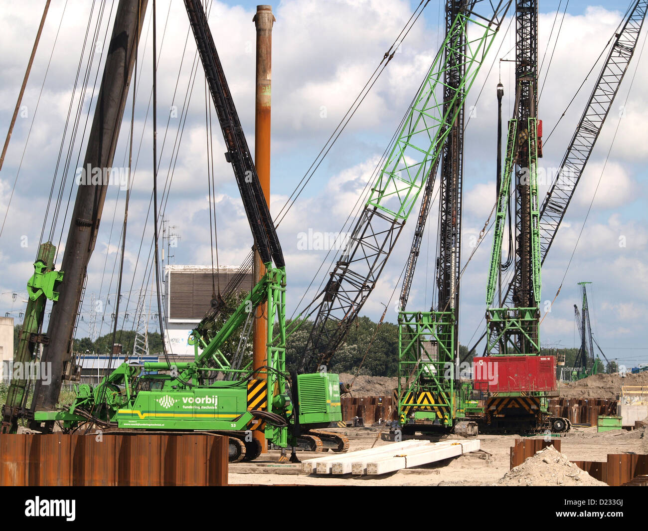 The four heavy Hitachi units, displayed for industrial applications ...