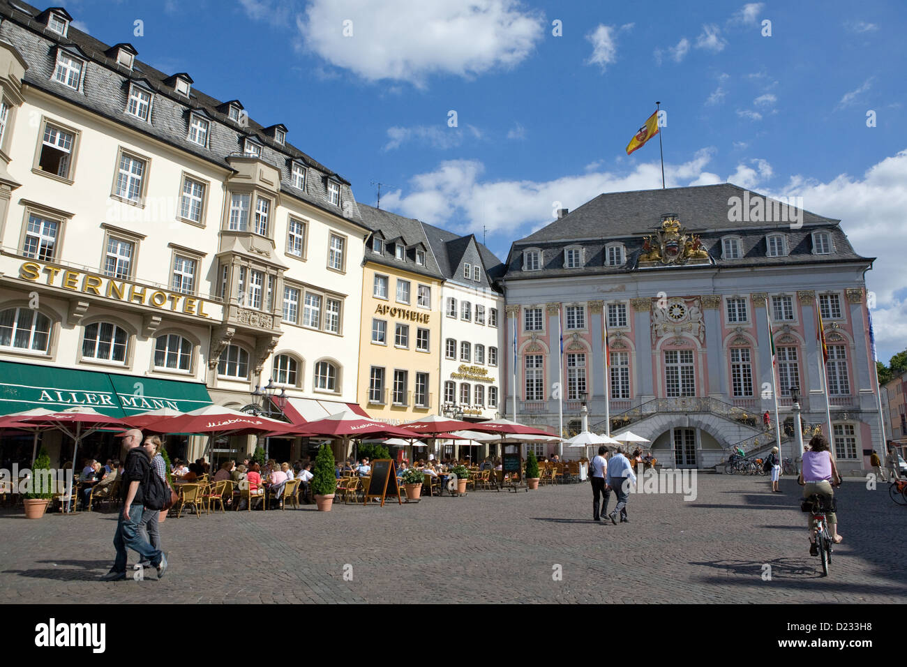 Bonn, Germany, Marktplatz with the star hotel and the Old Town Hall ...