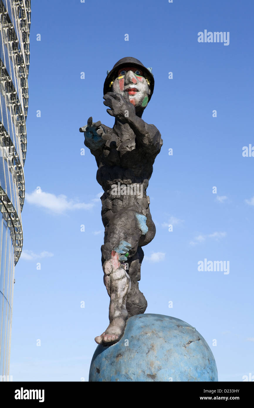 Bonn, Germany, Mercury statue in front of the Post Tower Stock Photo ...