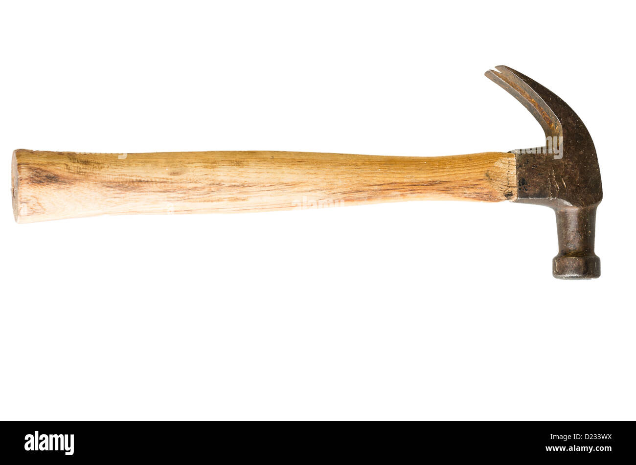 An old carpenter's hammer isolated on white Stock Photo - Alamy