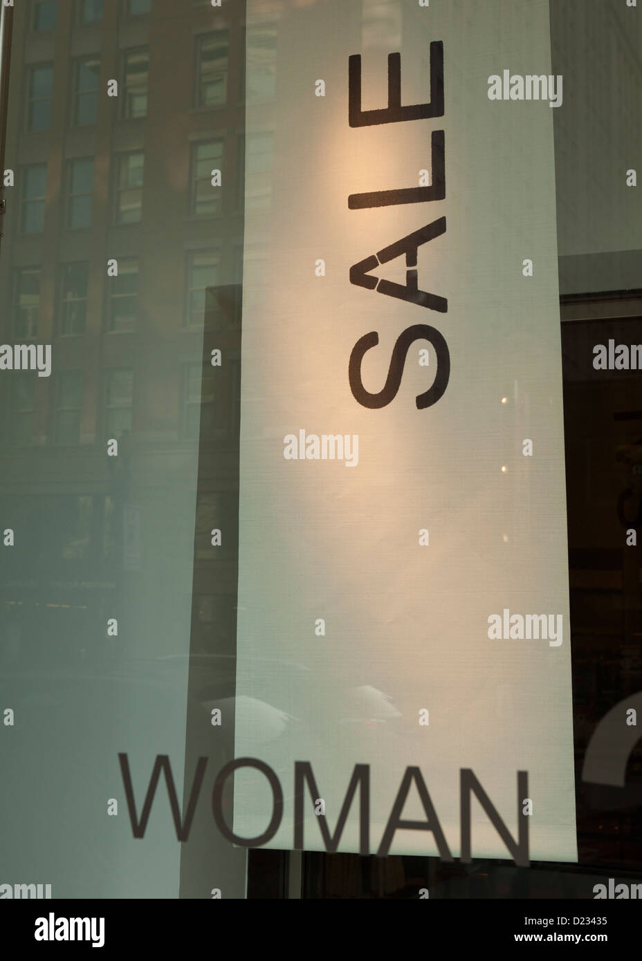 Sale banner in display window - USA Stock Photo - Alamy