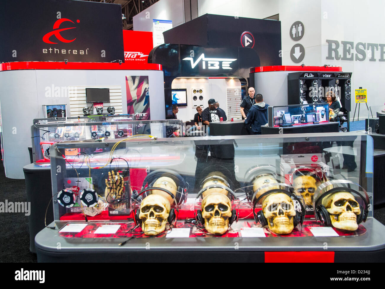 Las Vegas, USA. 11th Jan, 2013. Booth of Stereo headphones at the CES ...