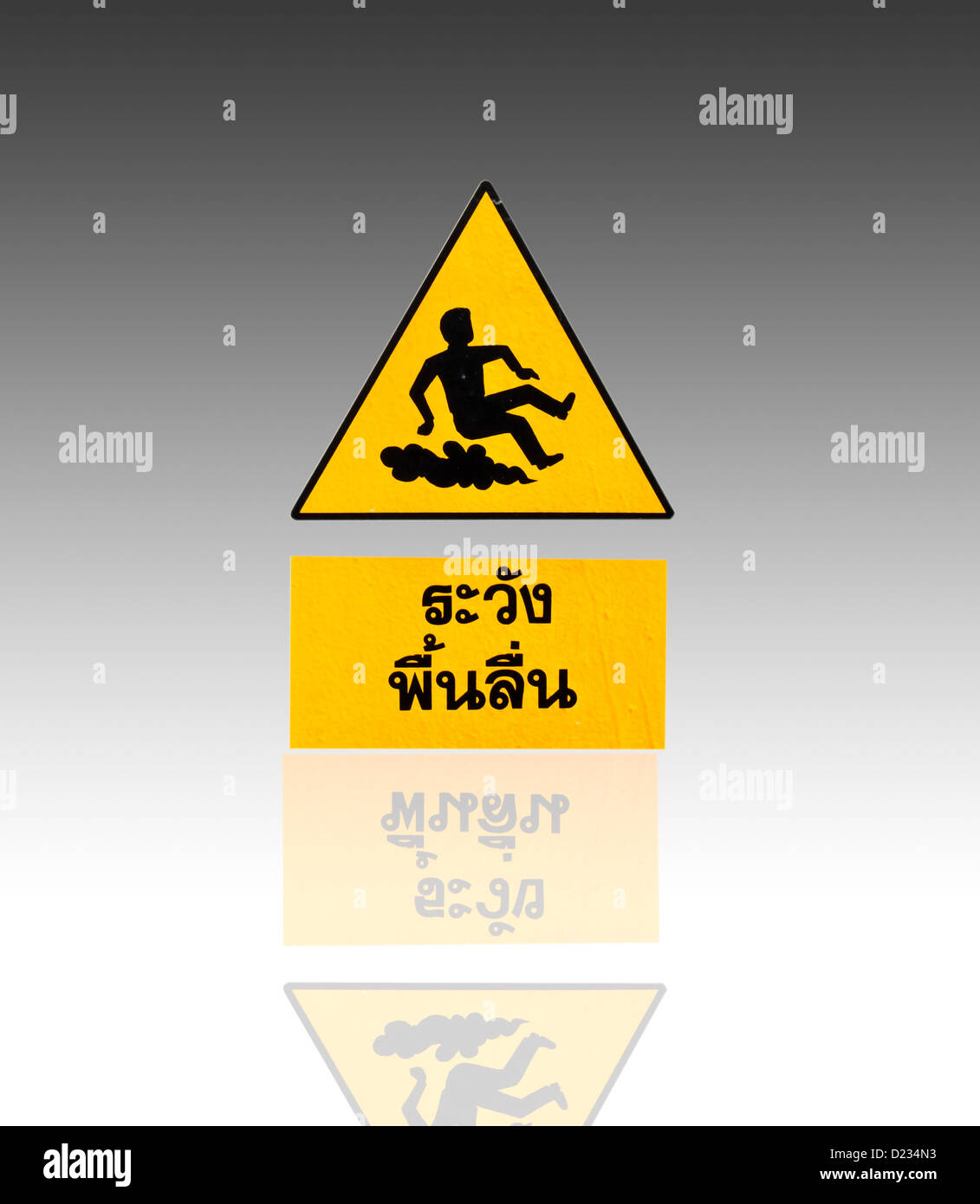 Yellow caution: Slippery wet floor sign isolated on white background ...