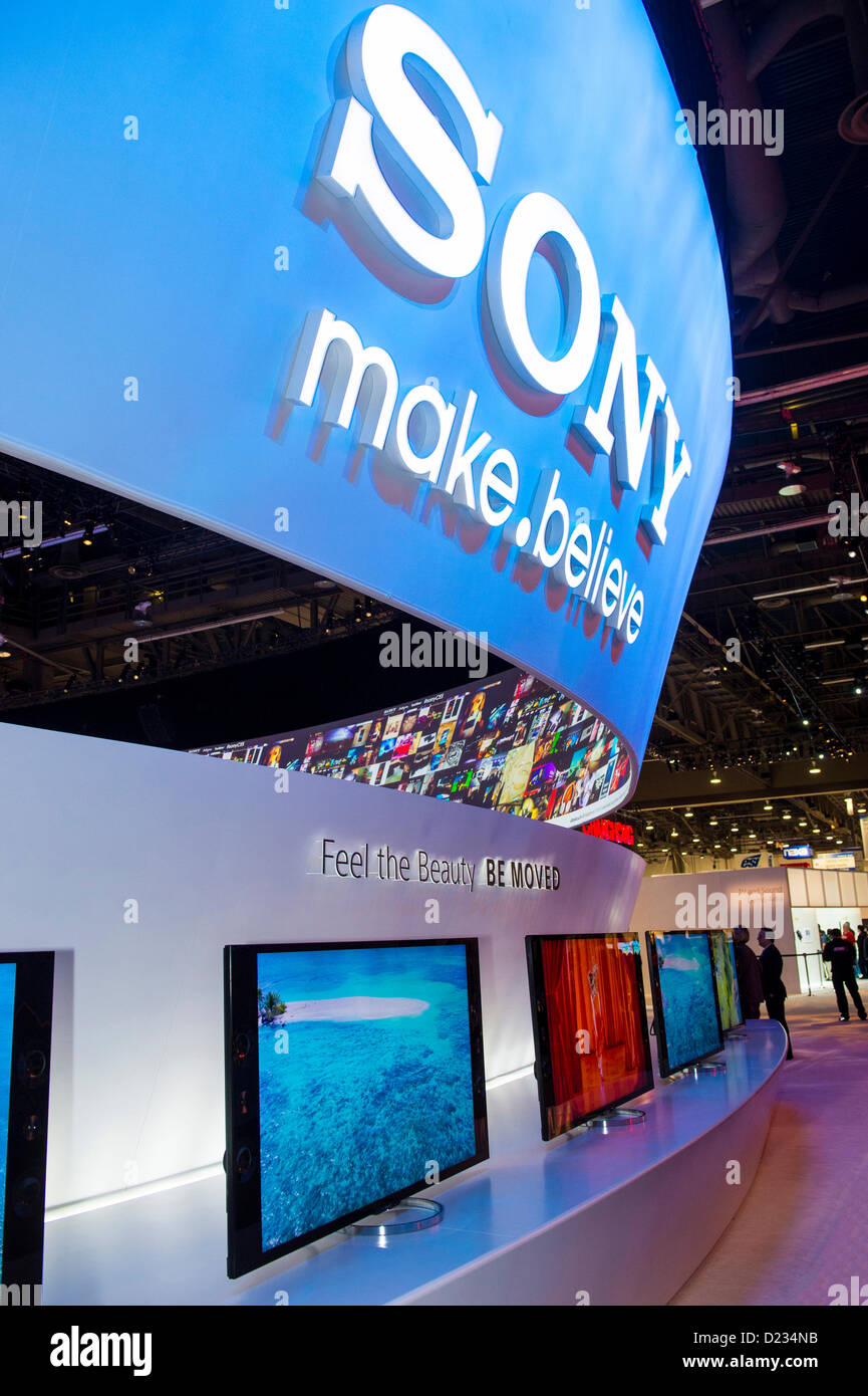 The Sony booth at the CES show held in Las Vegas on January 11 2013 ...