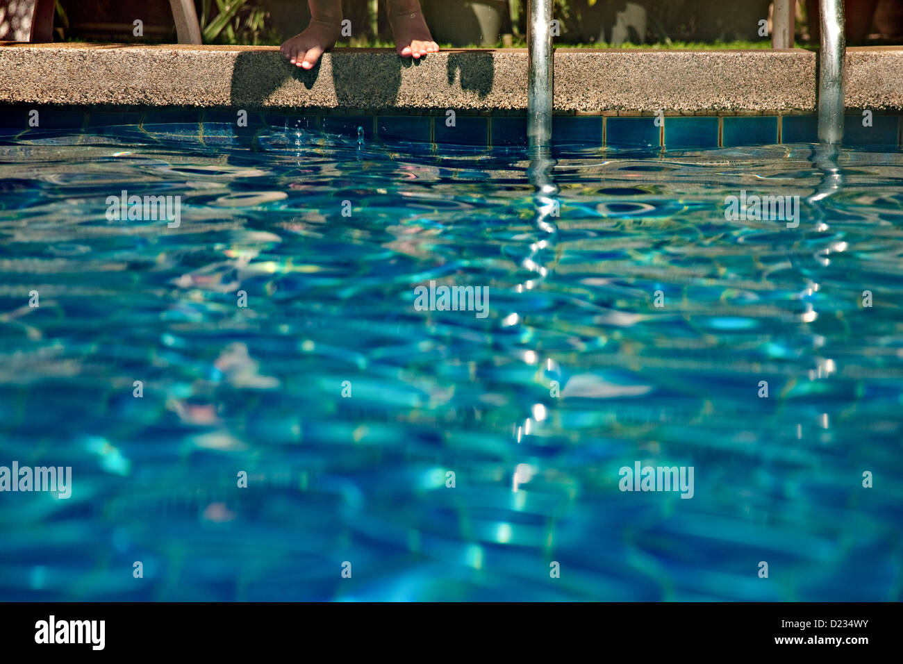 swimming pool, pool steps, standing on pool edge, pool and feet, water ...