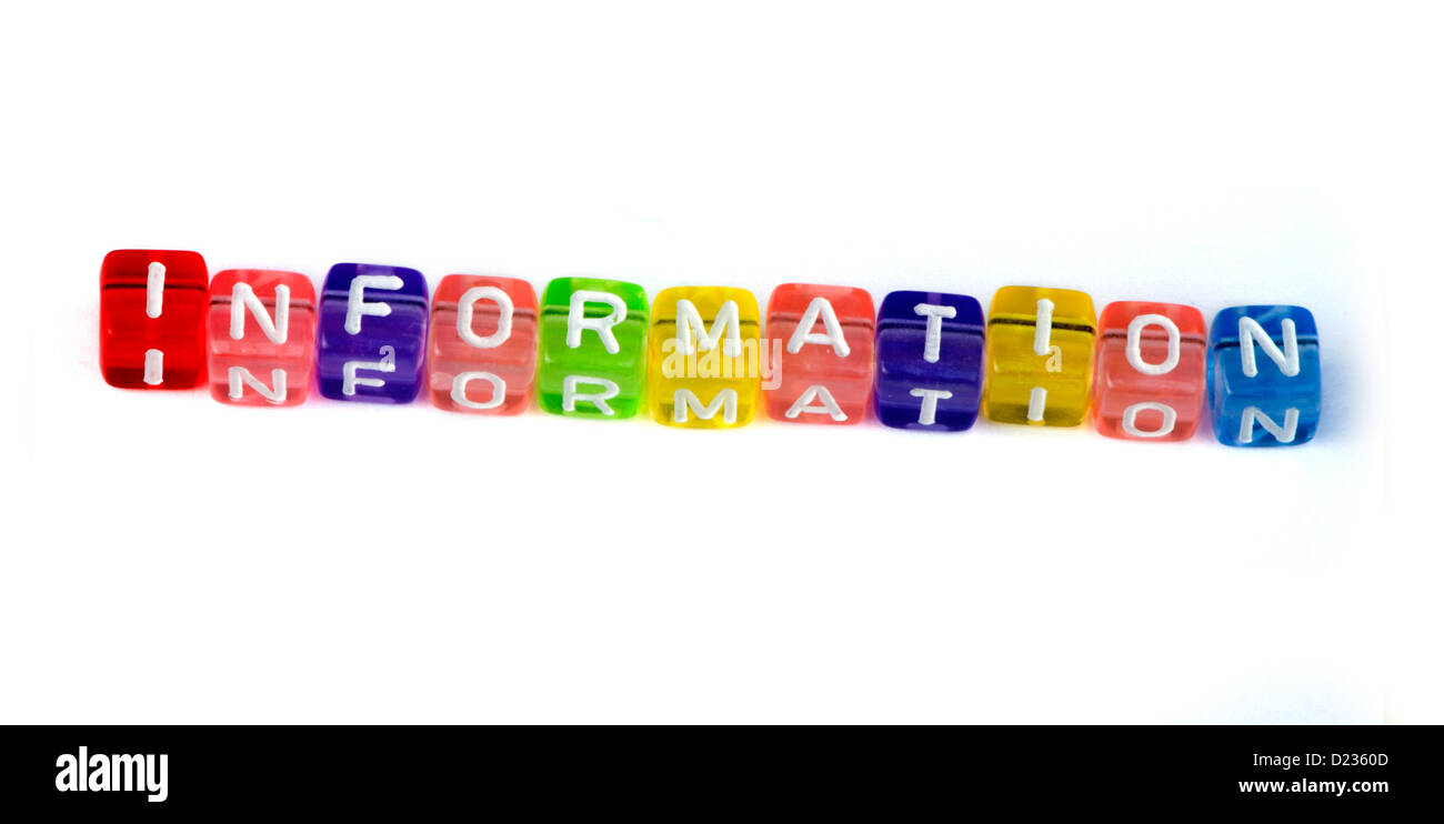 Word information white isolated Stock Photo - Alamy