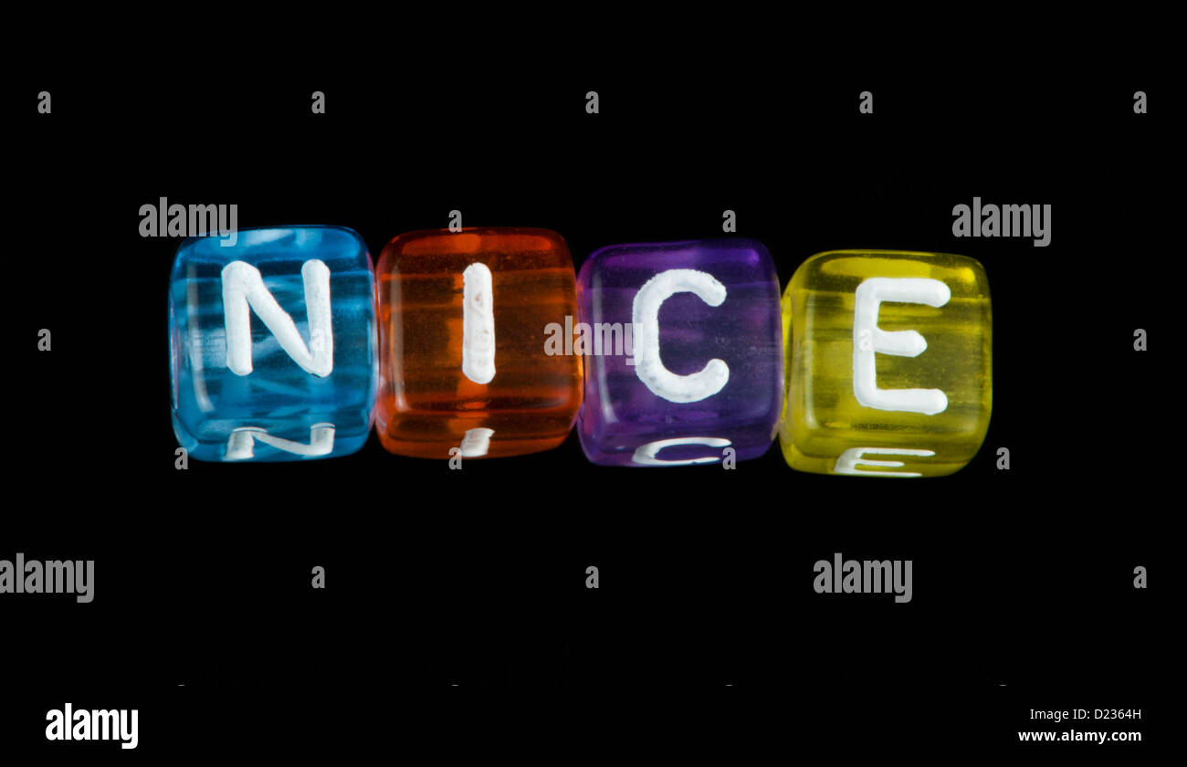 Word nice. White isolated cubes Stock Photo - Alamy