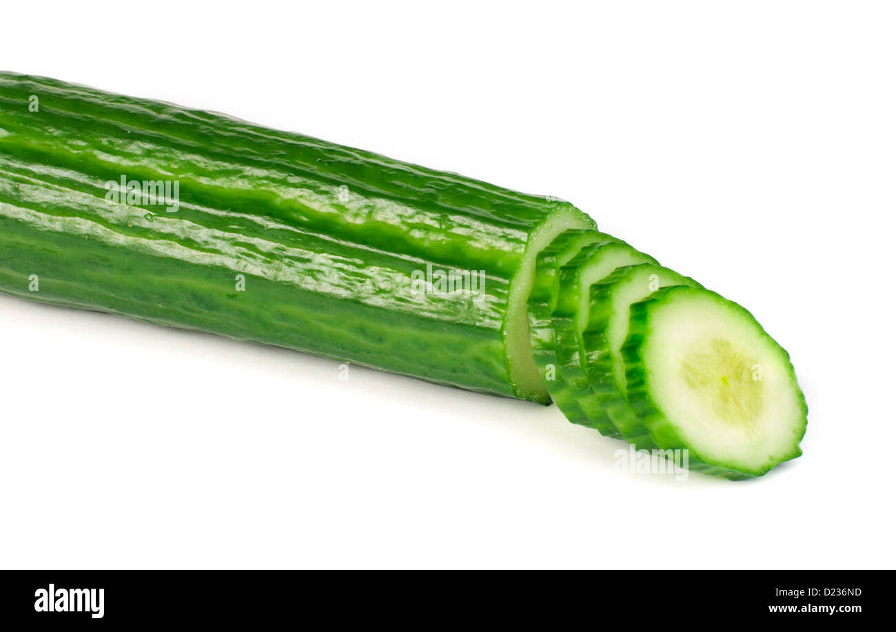 Sliced cucumber white isolated Stock Photo - Alamy