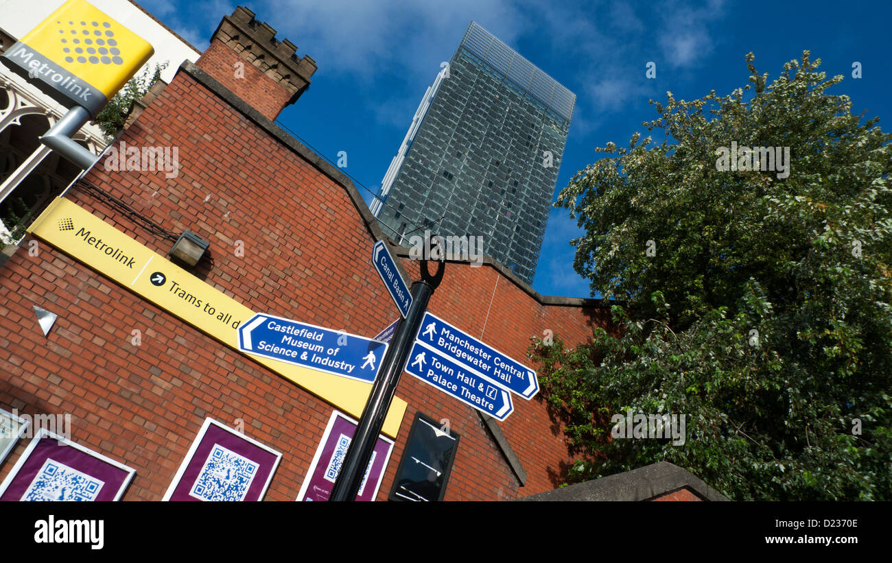 Manchester street signs England UK Stock Photo - Alamy