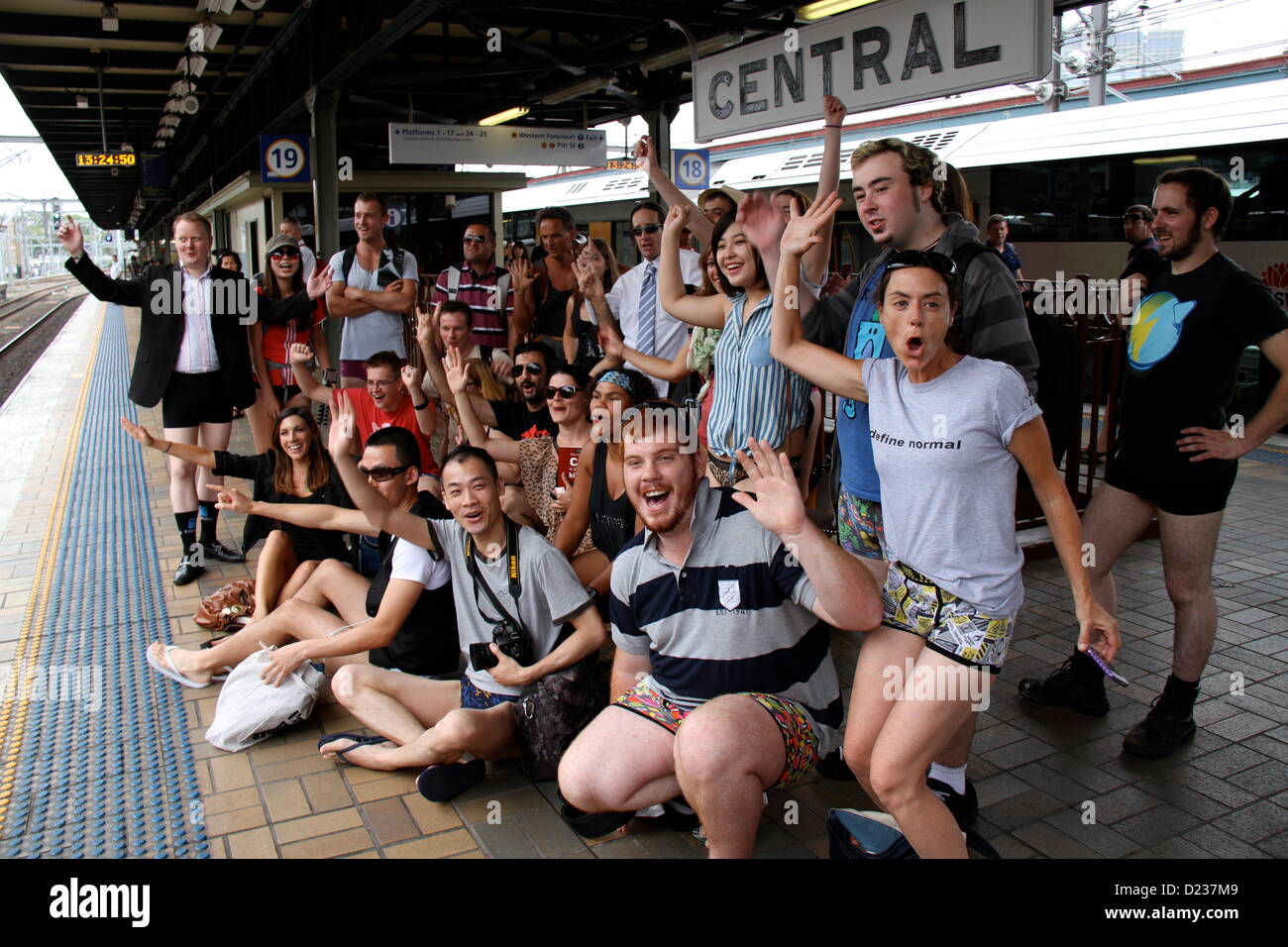 Sydney, Australia. 13th Jan, 2013. Sydney No Pants Subway Ride group ...