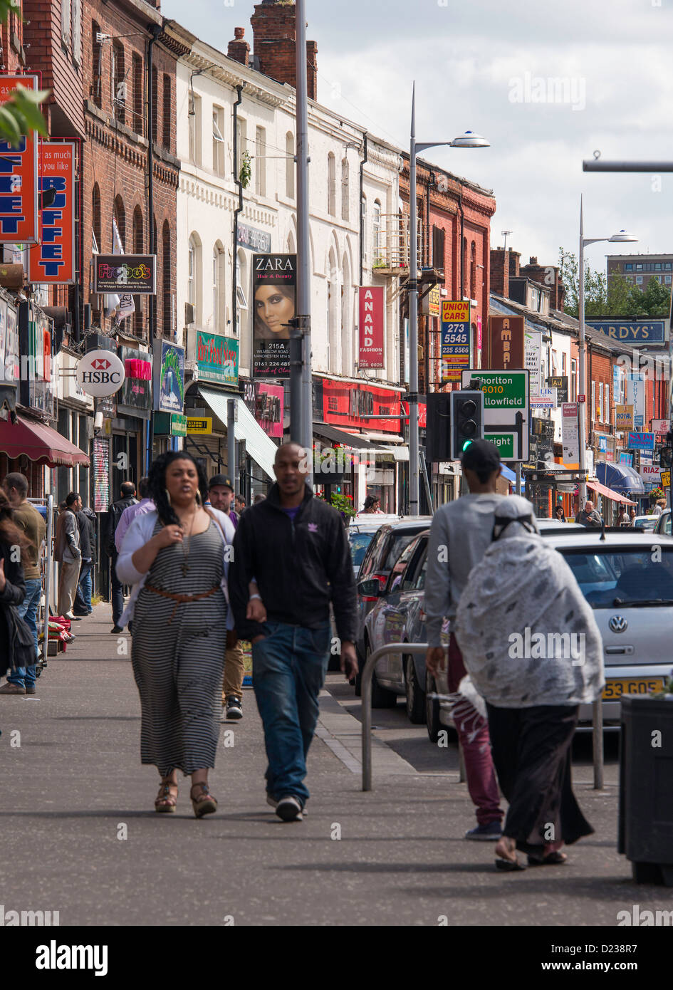 "Curry Mile" street scene, Rusholme, Manchester, UK Stock Photo - Alamy