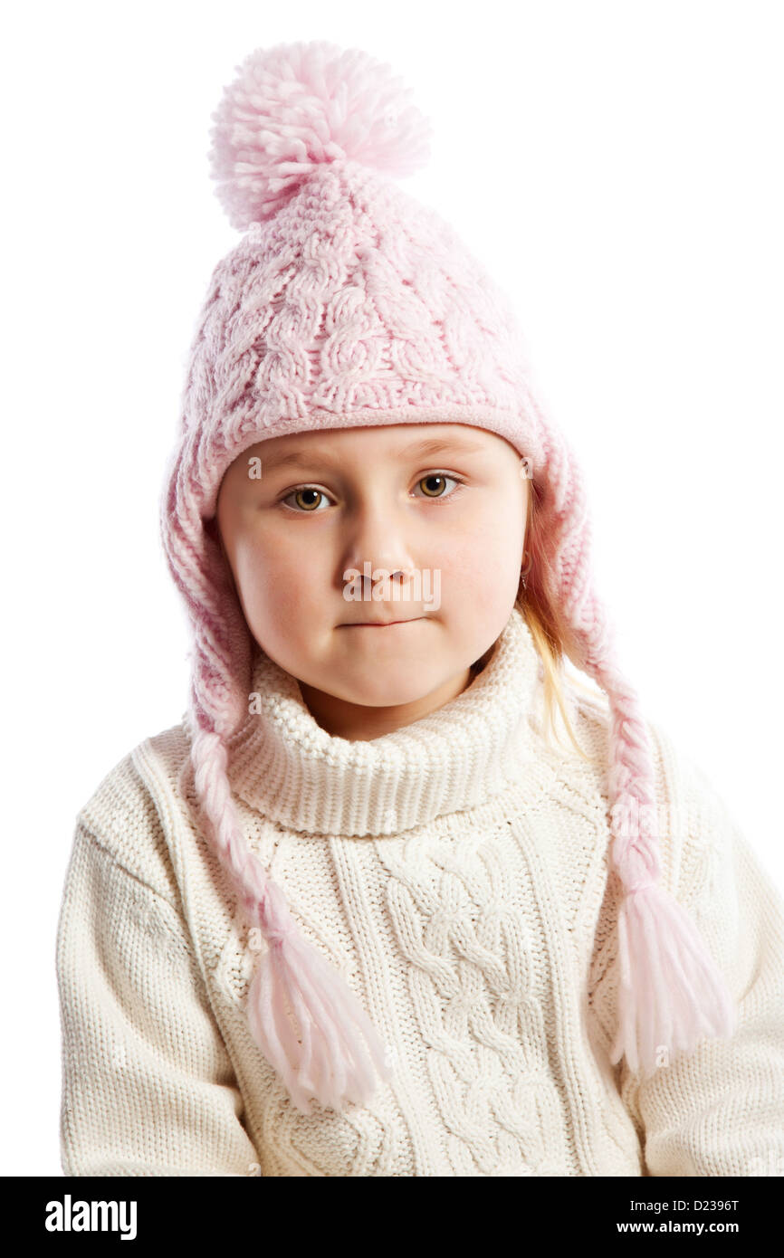 Little girl in warm clothes. Studio shot Stock Photo - Alamy