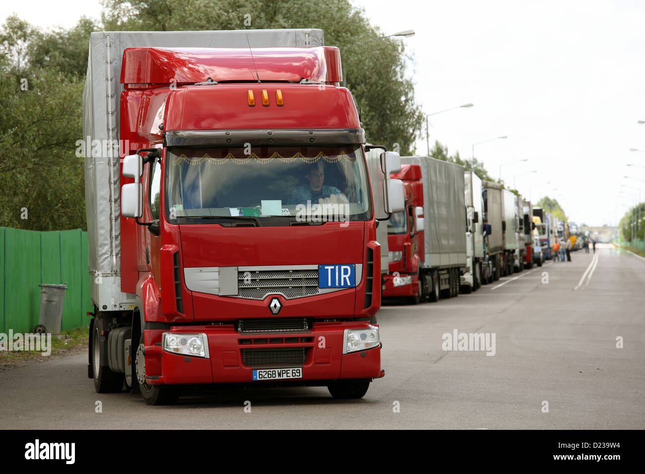 Koroszczyn, Poland, trucks for export from the truck terminal ...