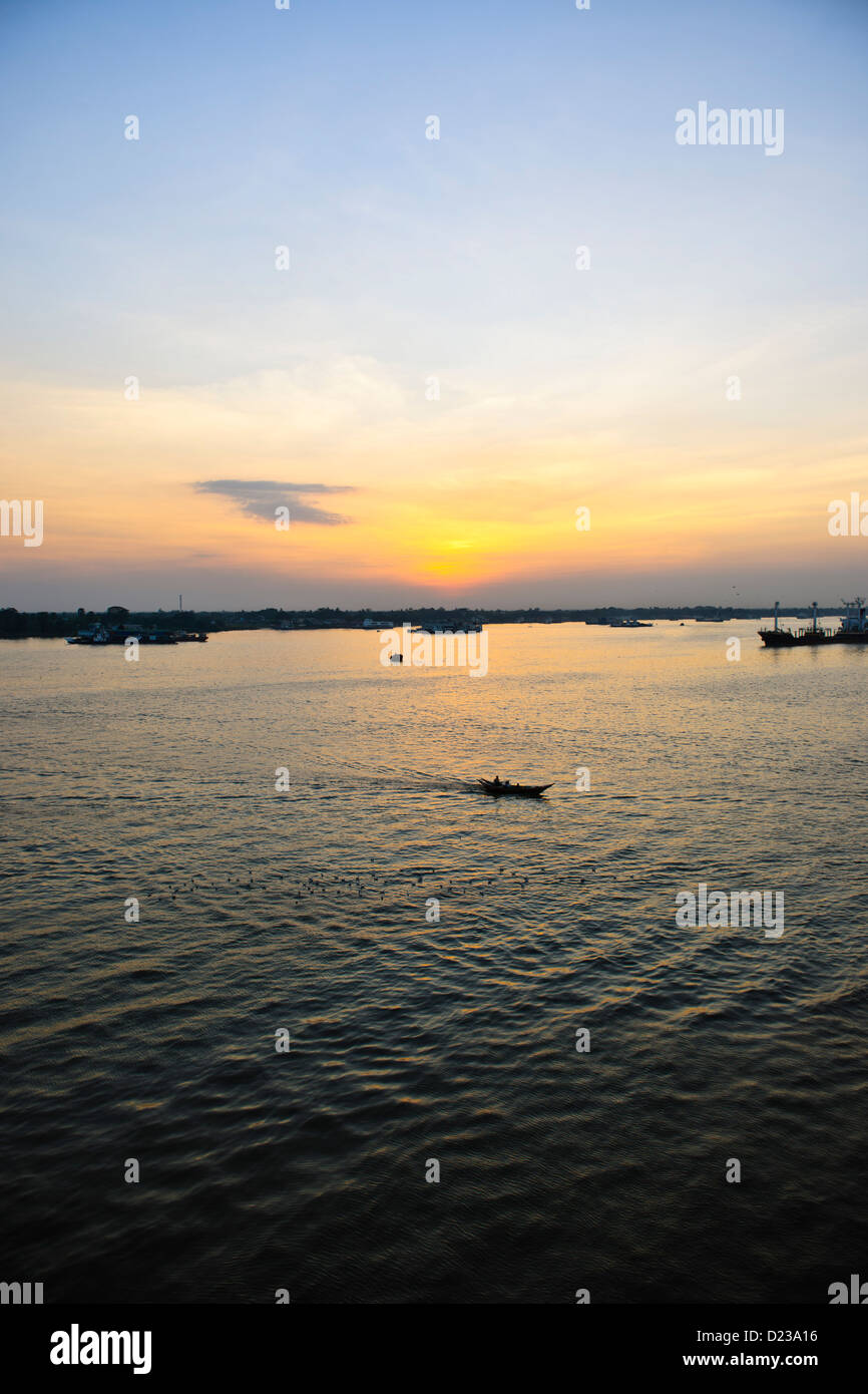 Irrawaddy River,Dawn,Yangon River Port,Ships at Anchor,Commuting River ...