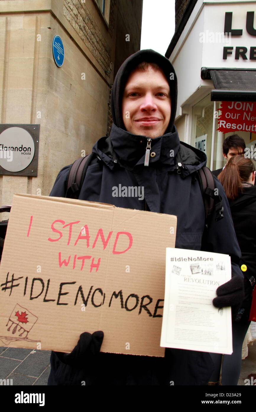 Oxford, UK. 13th Jan, 2013. Supporters of the Idle no more movement ...